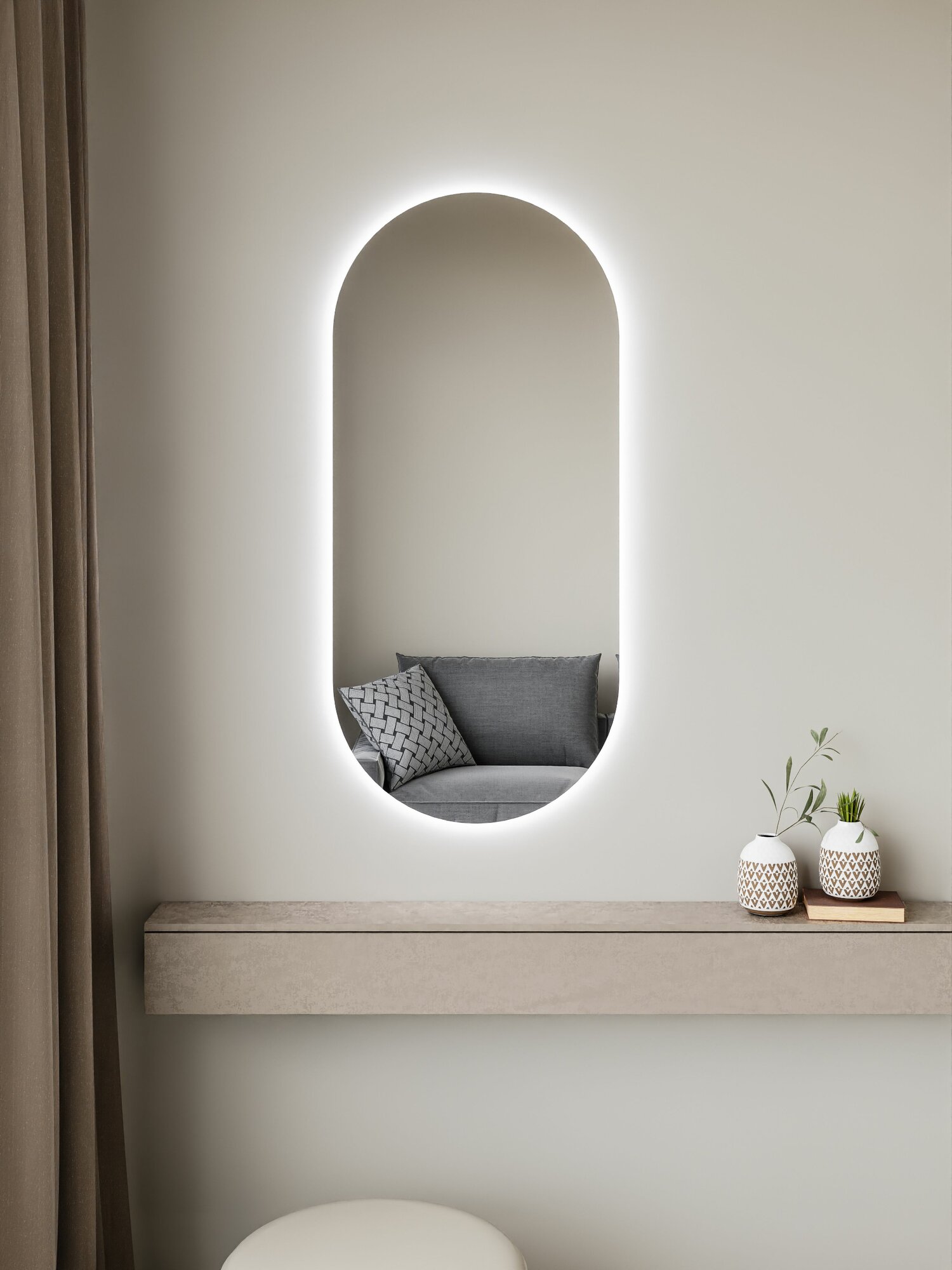 Зеркало настенное 110х60 см. BLX MIRROR М6 фигурное с подсветкой холодный свет 6000К