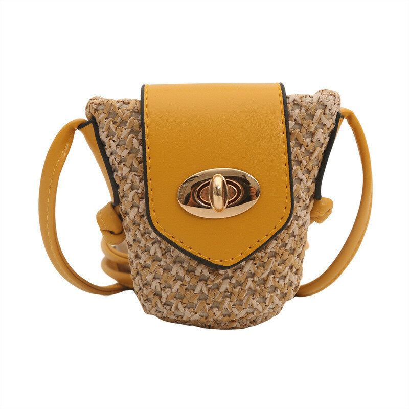 Привлекательная Мини-Вязаная Сумка для Детей с Геометрическим Узором, Идеальна для Повседневных Приключений, Желтая