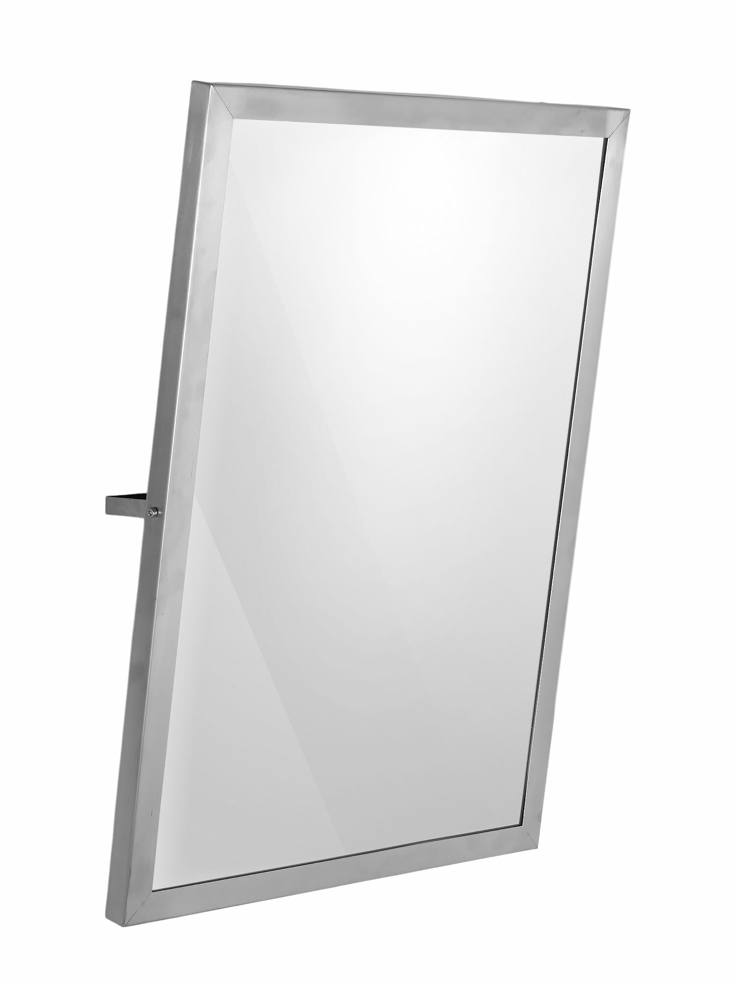 Зеркало небьющееся антивандальное в металической раме из нержавеющей стали, для МГН, 50 на 70 см, цвет сатиновый