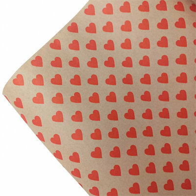 Упаковочная бумага КНР "Сердца", крафт, 0,7х10 м, 70 г/м2