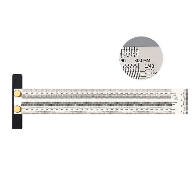 Масштабная линейка с Т-образными отверстиями, нержавеющая сталь, разметочный инструмент для столярных работ, измерительный прибор для плотницких работ - 300 мм
