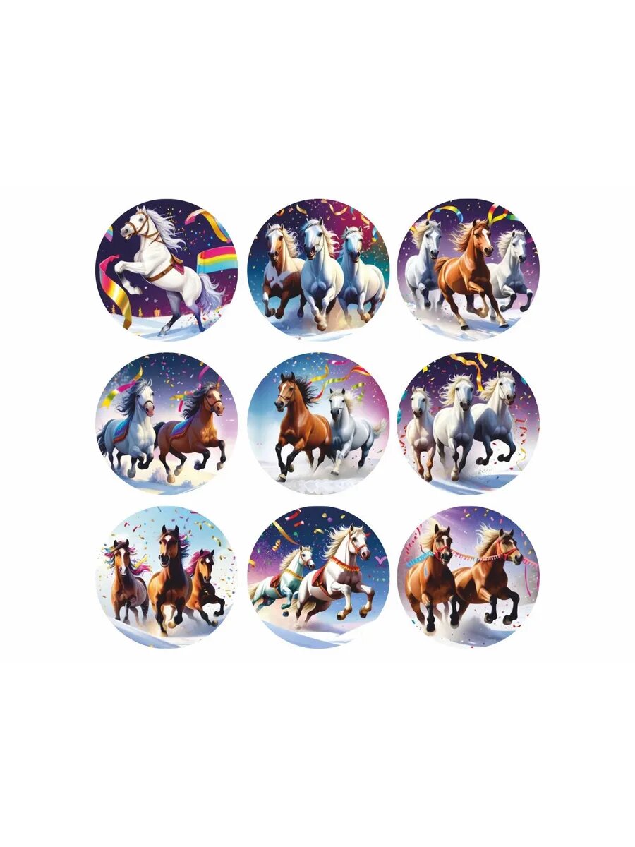 Набор наклеек "Лошади (круг)" 250х250мм, Арт рэйсинг
