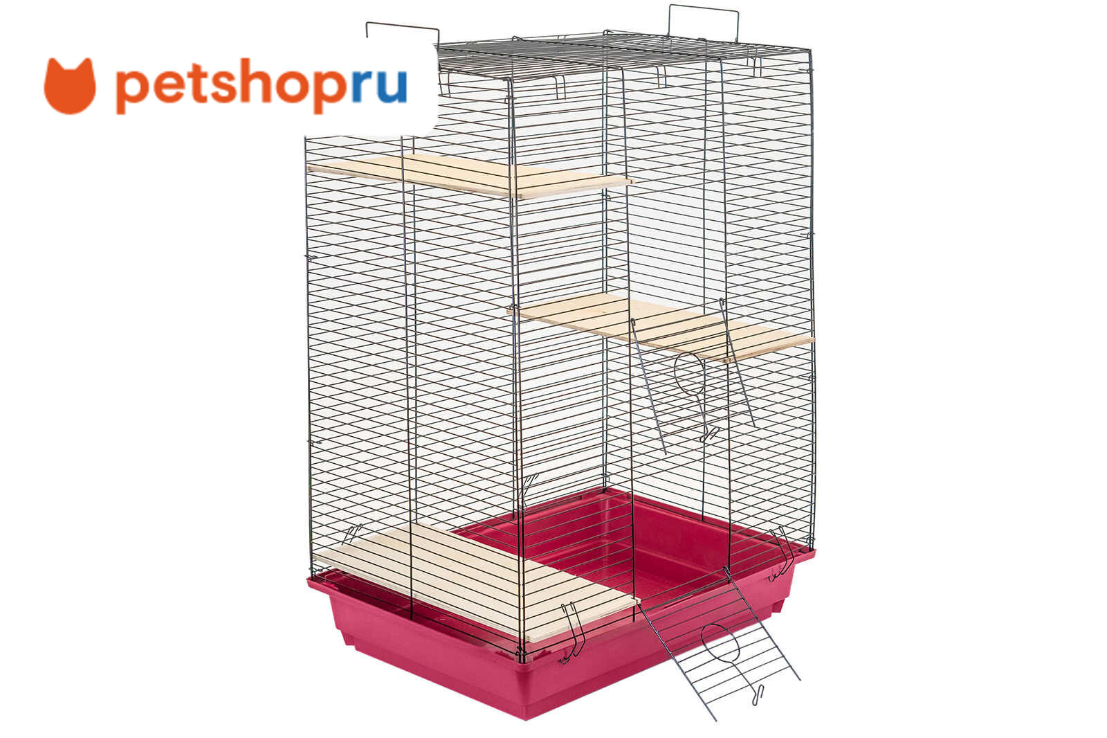 Yami-Yami Клетка для шиншилл, рубиновая, шаг прута 13мм, 58*40*84см, 3 этажа (без наполнения)
