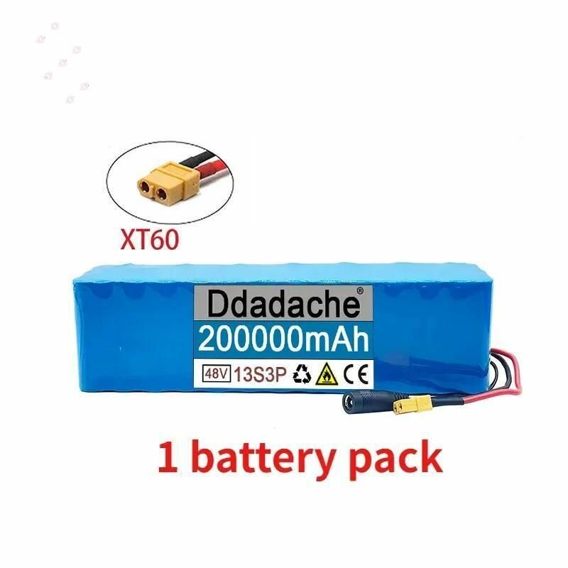 Новый 48V 200000 мАч 20000W13S3P XT60 48V Литиевый аккумулятор 200Ач для 54.6В электрический велосипед электрический скутер с BMS