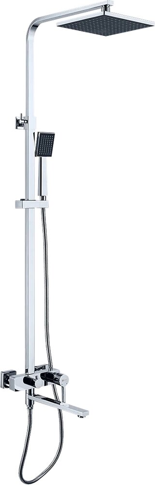 Душевая стойка Lemark Tropic LM7004CS со смесителем, хром, глянцевая, душевая система с тропическим душем, с изливом, с лейкой, латунная, рычаг сбоку