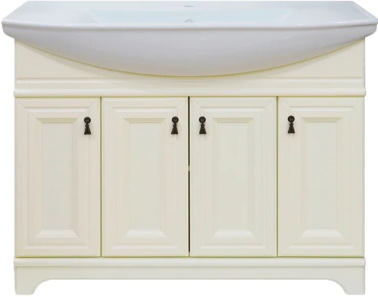 Тумба под раковину без столешницы Misty Лувр 105 напольная, белая, матовая, тумба для ванной, с дверками