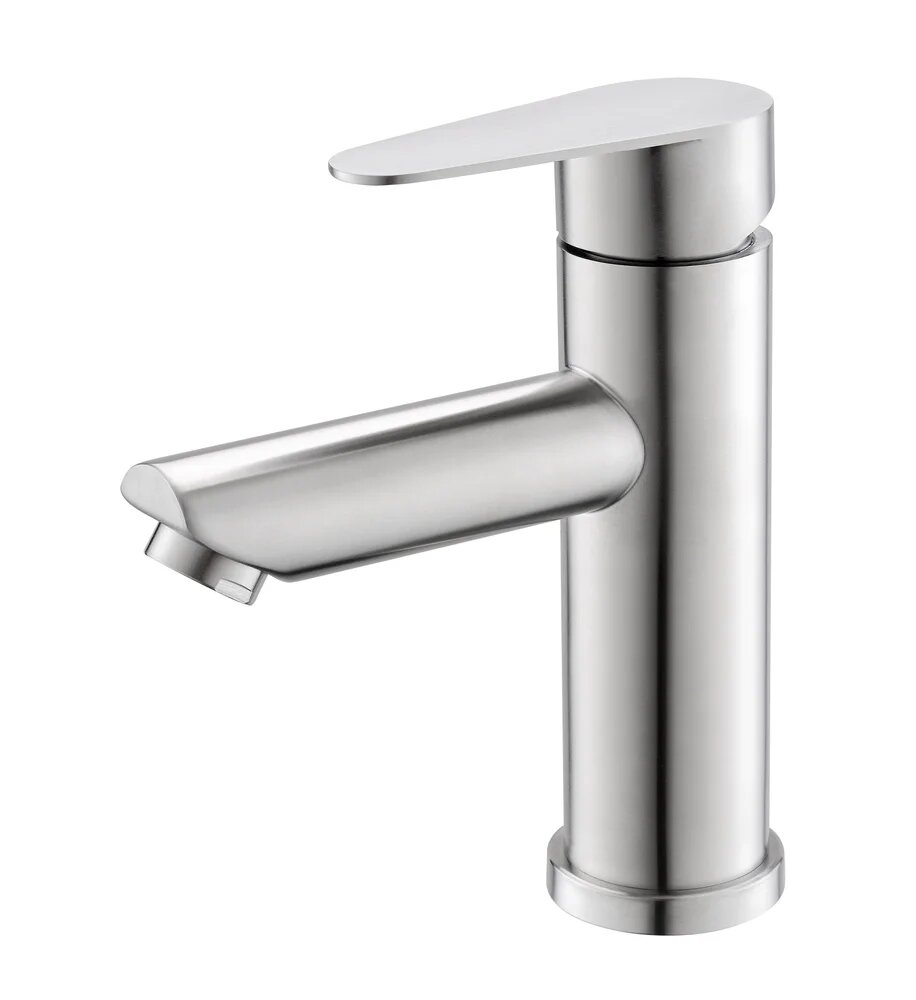 Смеситель для раковины Olive'S Steel ST1100 хром, кран для ванной в раковину, из нержавеющей стали, рычажный, с керамическим картриджем, с функцией экономии расхода