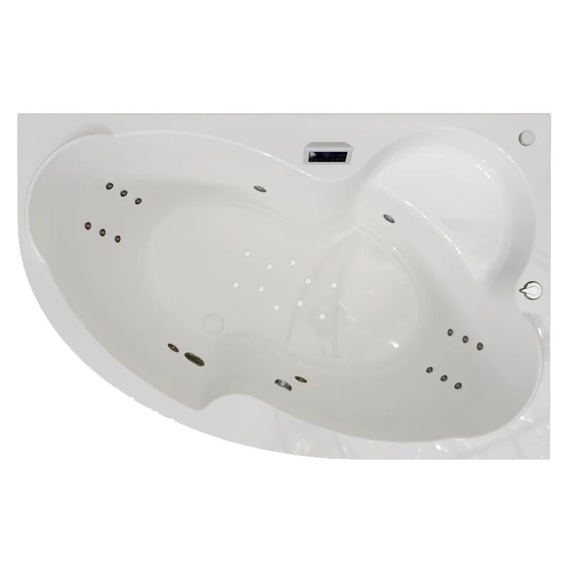 Акриловая ванна Radomir Ирма Люкс 160x105, с каркасом, с экраном, угловая, правая, пристенная, белая, глянцевая, асимметричная, с сиденьем, с гидромассажем