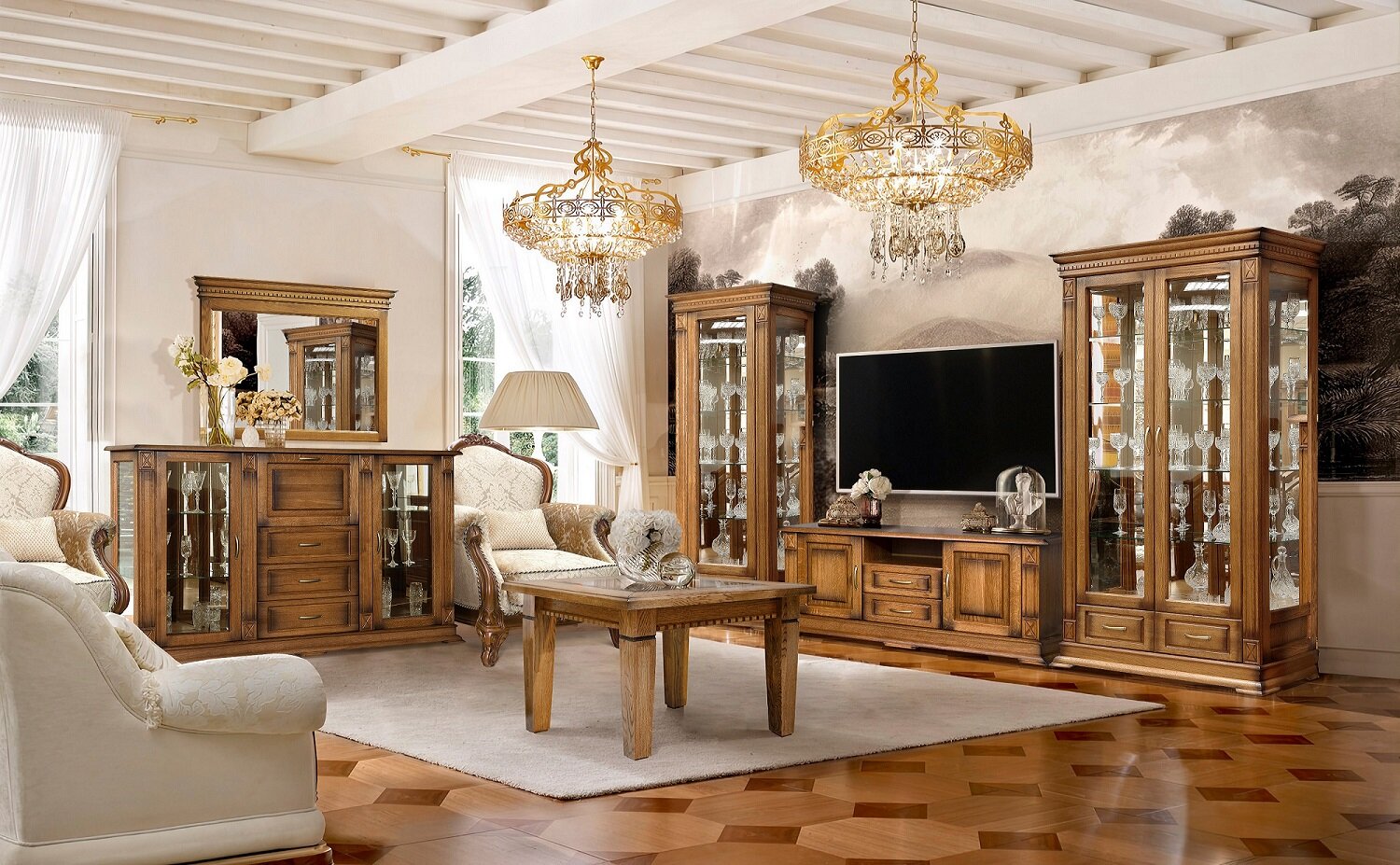 Гостиная из массива дуба "Верди" 071 от бренда ММК-древ,(комплект).