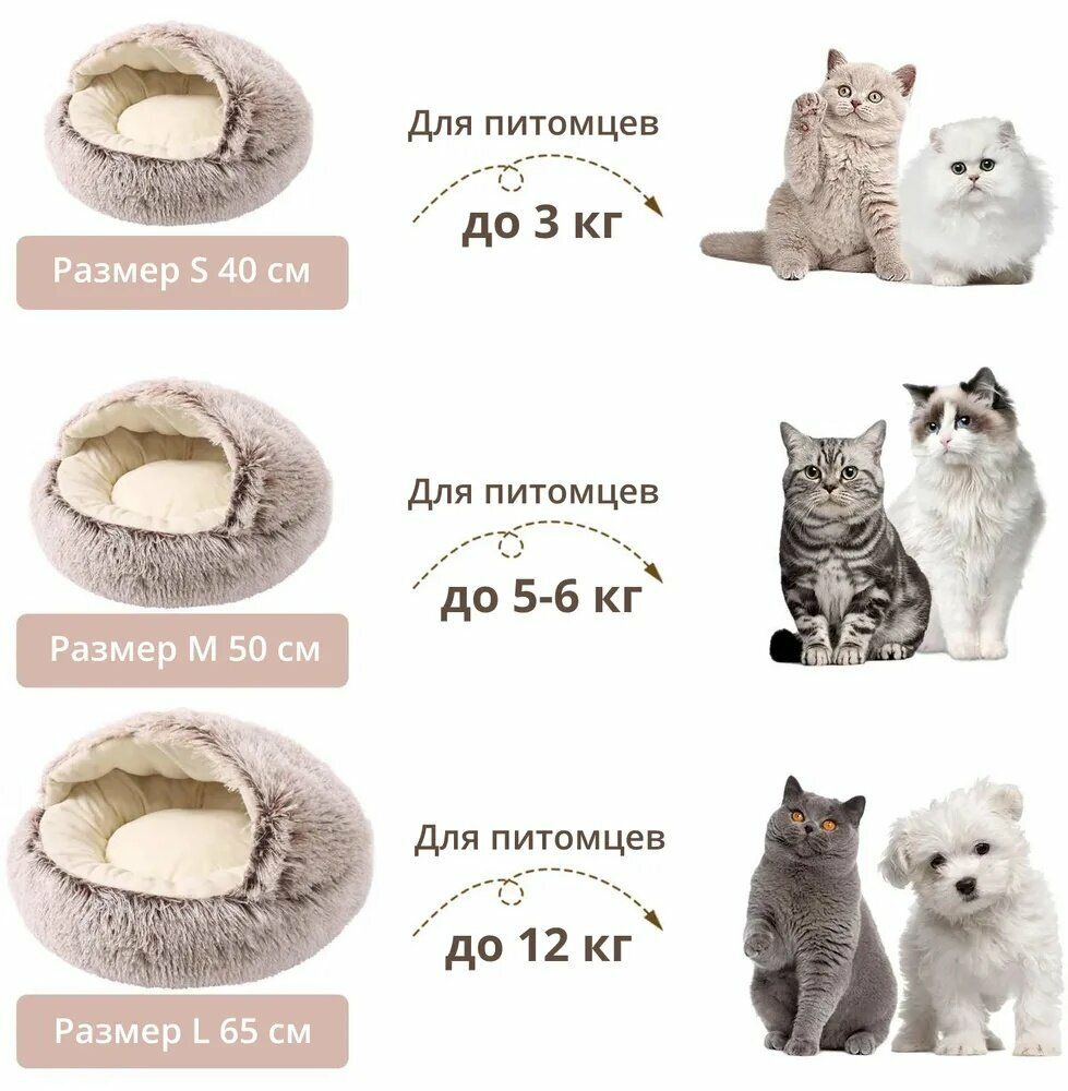 Лежак для животных, мягкий лежак-гнездо для кошек и собак мелких пород, с бортиками для уюта и отдыха — фото 1
