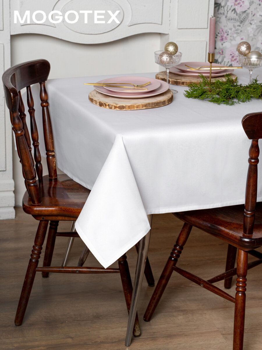 Скатерть моготекс размером 120х150см, прямоугольная на стол праздничная новогодняя хлопок водоотталкивающая