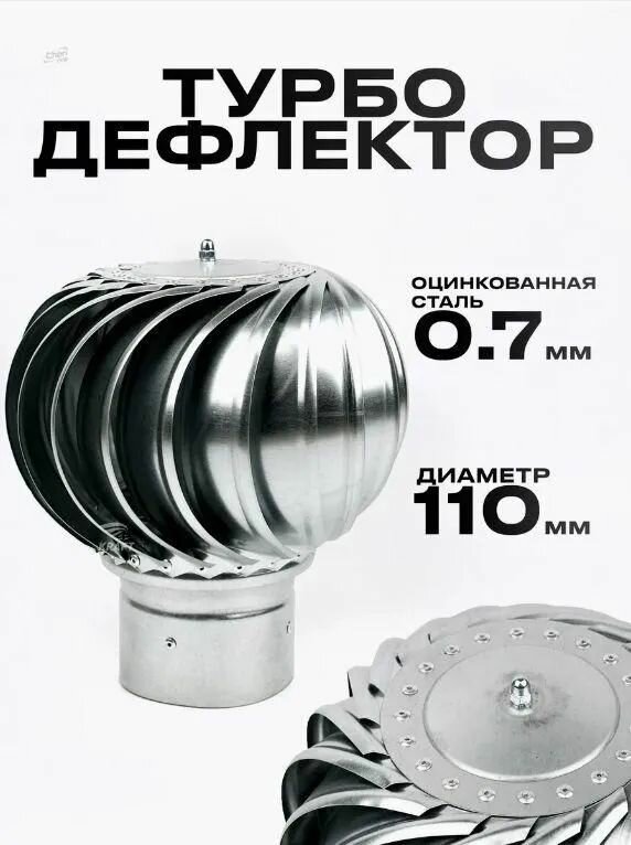 Турбинная вытяжка для крыши 110 мм, нержавеющая сталь 304