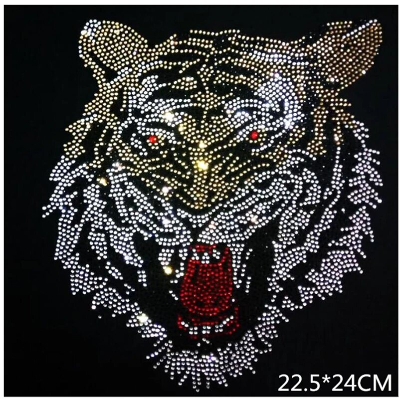 Стразовые аппликации OMZHIMO тигр 22.5*24см