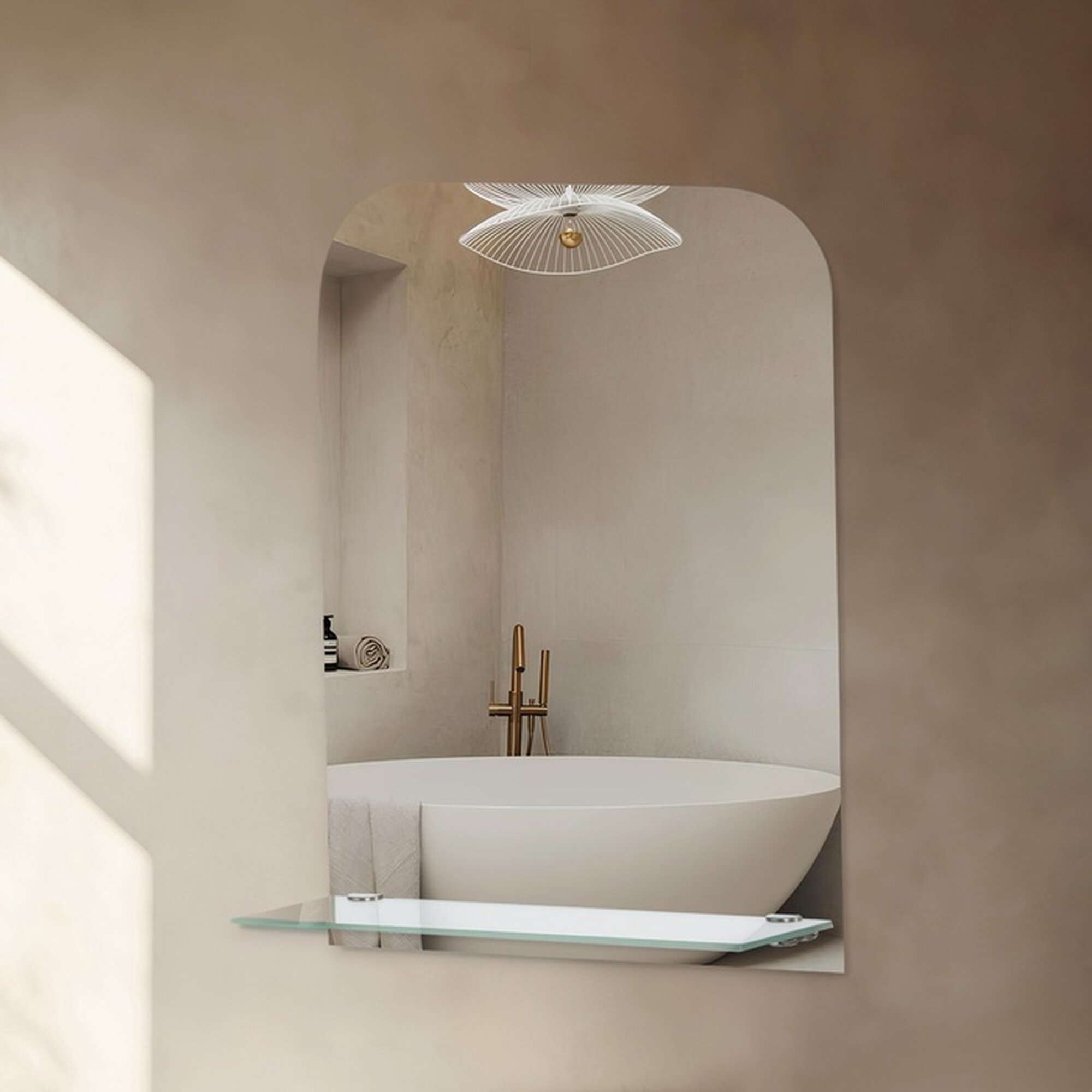 Зеркало настенное Сима-ленд, овальное, с полкой, серебристое, 30x40 см