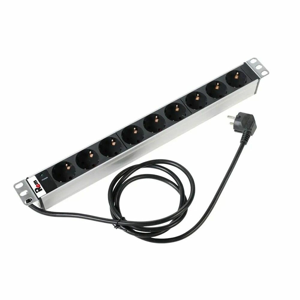 ЦМО Аксессуар REM Блок розеток Rem - 16 с инд, 9 Shuko, 16A, алюм, 19", шнур 3 м. R - 16 - 9S - I - 440 - 3