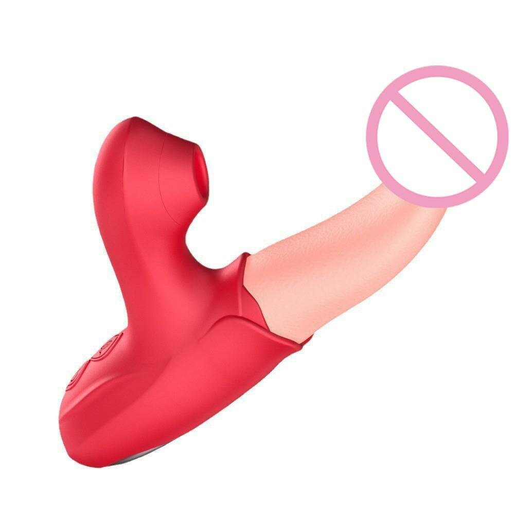Вакуумный вибратор для клитора с языком для женщин, 10 режимов лизания языком, Стимулятор точки G, 17,5 см, красный