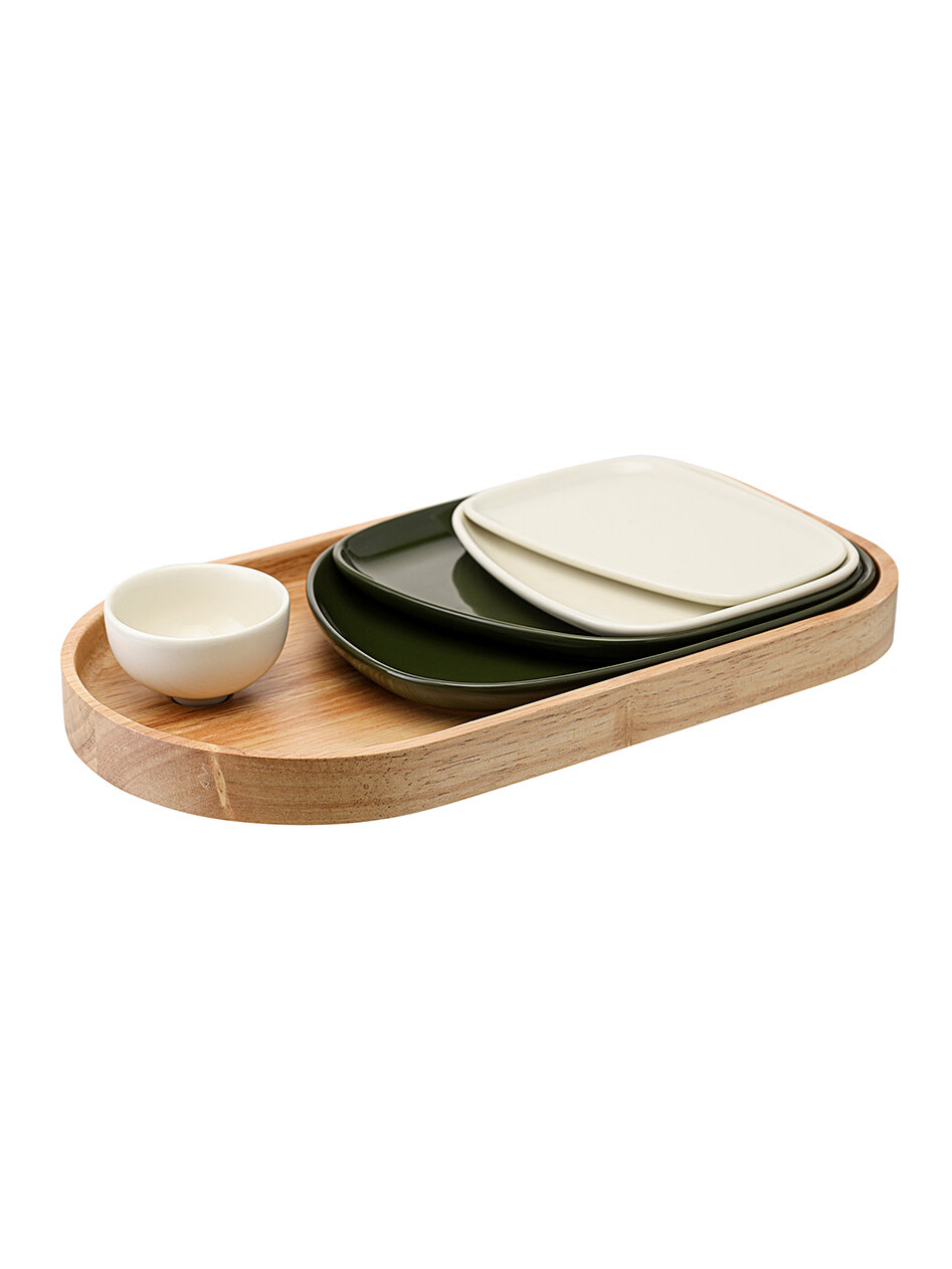 Набор из 5-ти сервировочных тарелок на деревянном подносе Sorrento Liberty Jones