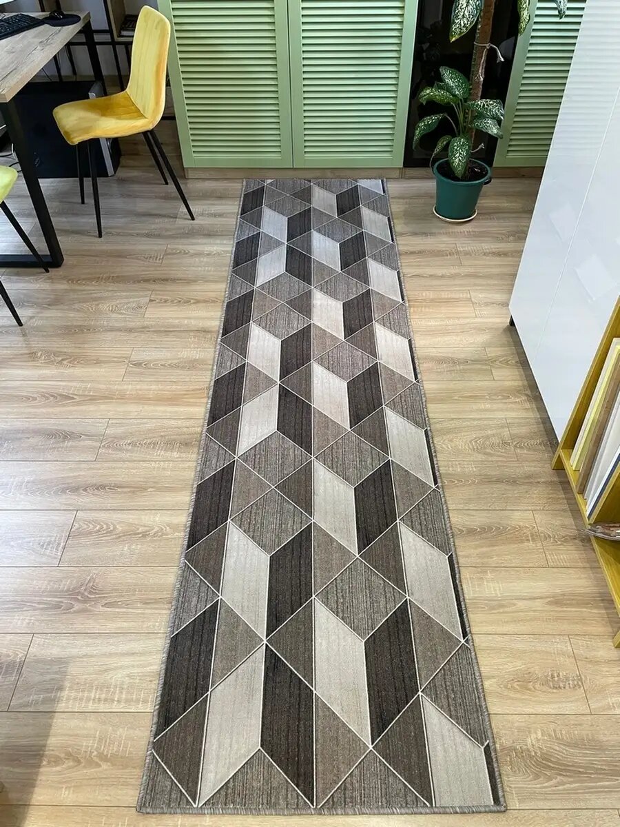 Ковровая дорожка STAR CARPET, войлок, полиамид, коричневая, 120x200см