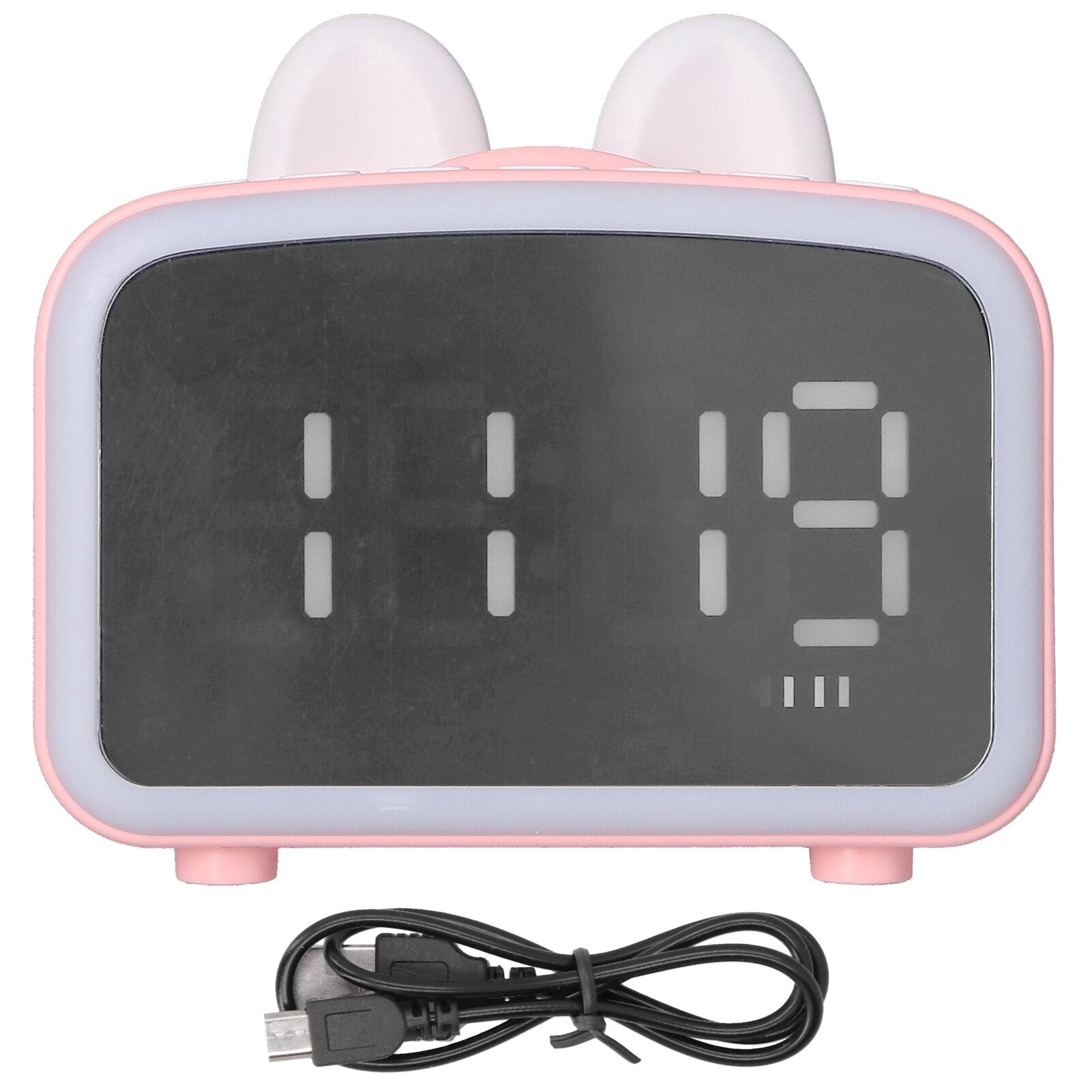 Mini Cartoon Clock Bluetooth цифровой динамик многофункциональные будильники Smart Set для спальни OfficePink