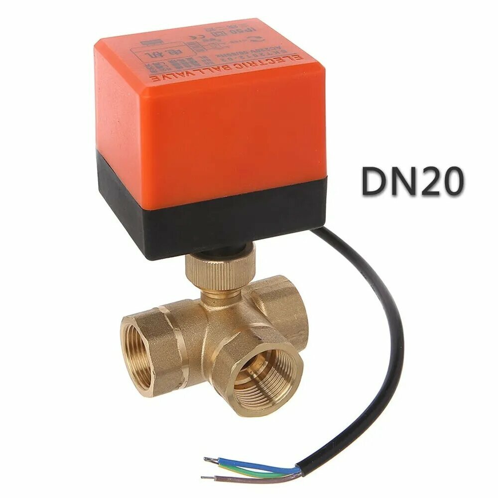 3-ходовой шаровой кран с электроприводом для электрического трехлинейного двухуправляемого клапана переменного тока 220 DN15/2