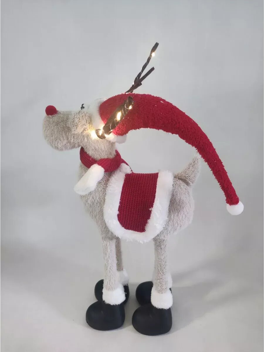 Декоративная фигурка Сфера "Рождественский олень", текстиль и пластик, высота 20 см, новогодний декор