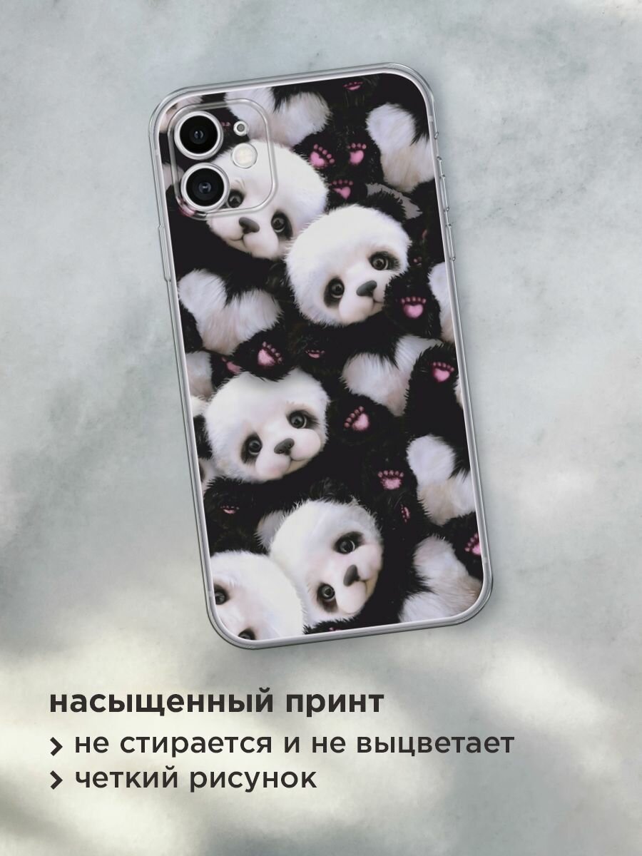 Силиконовый чехол на Apple iPhone 11 / Айфон 11 с принтом "Море панд" — фото 1