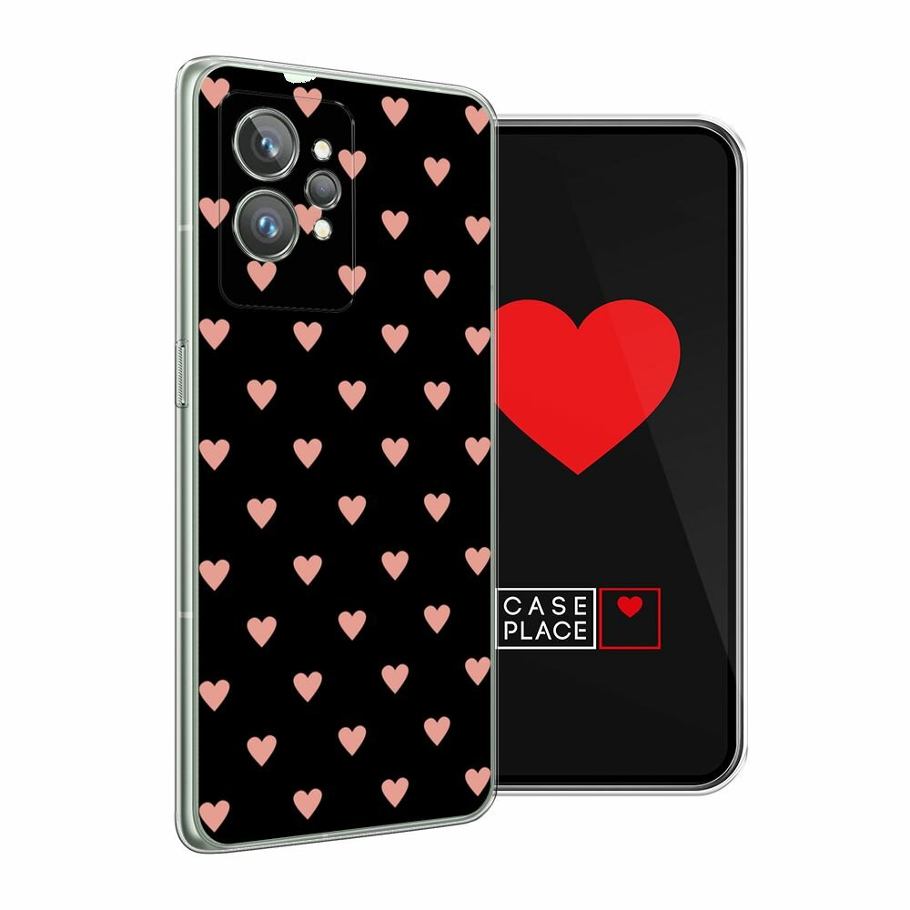 Чехол на Realme GT 2 Pro / Реалми GT 2 Про с принтом "Розовые сердечки" — фото 1