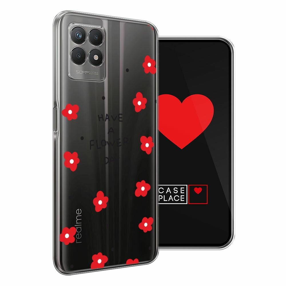 Чехол на Realme 8i / Реалми 8i с принтом "Have a flower day 2", прозрачный — фото 1