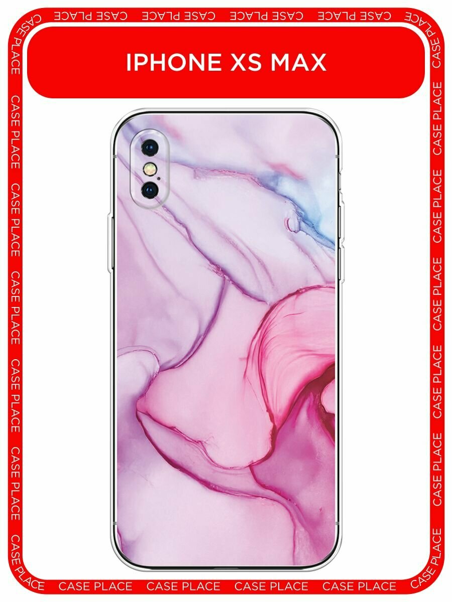 Чехол на Apple iPhone XS Max / Айфон XS Max с принтом "Розовые мраморные разводы"
