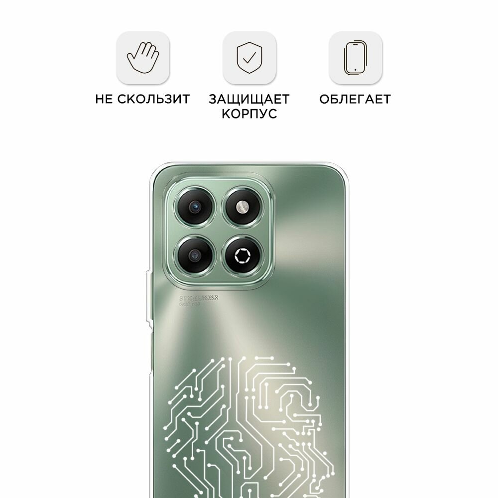 Чехол на Honor X6b / Хонор X6b с принтом Мозг программиста, прозрачный — фото 1