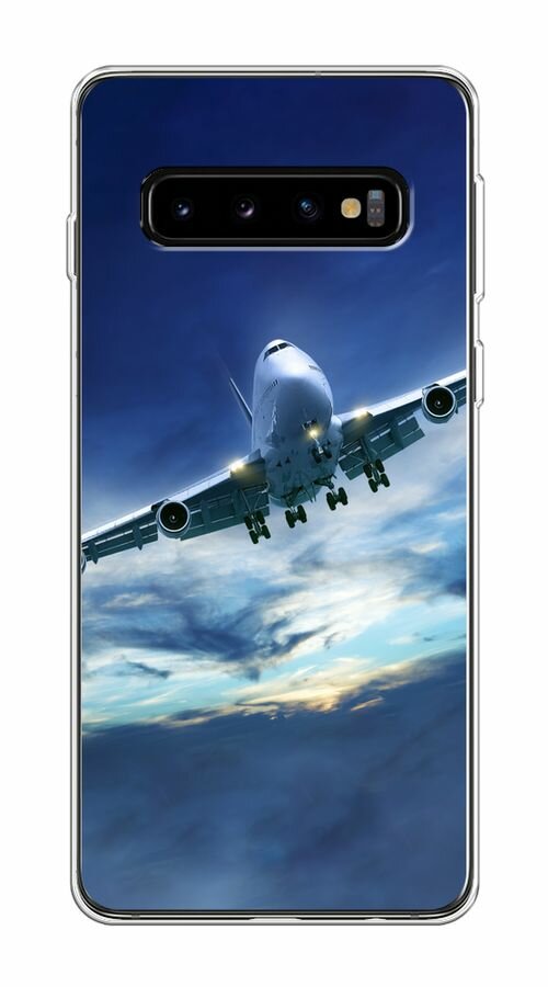 Чехол на Samsung Galaxy S10 / Самсунг Галакси S10 с принтом "Самолет в небе"