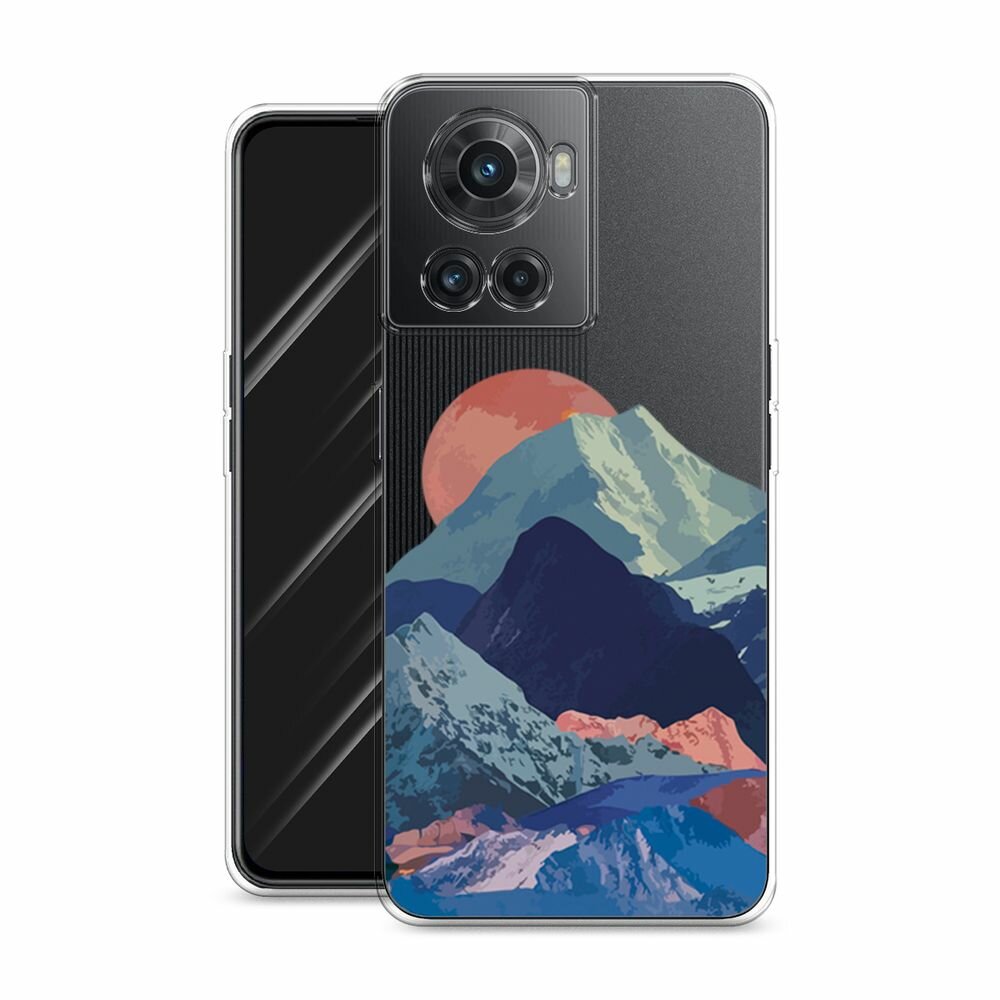 Чехол на OnePlus 10R/Ace / Ван Плас 10R/Ace с принтом "Закат в снежных горах", прозрачный — фото 1