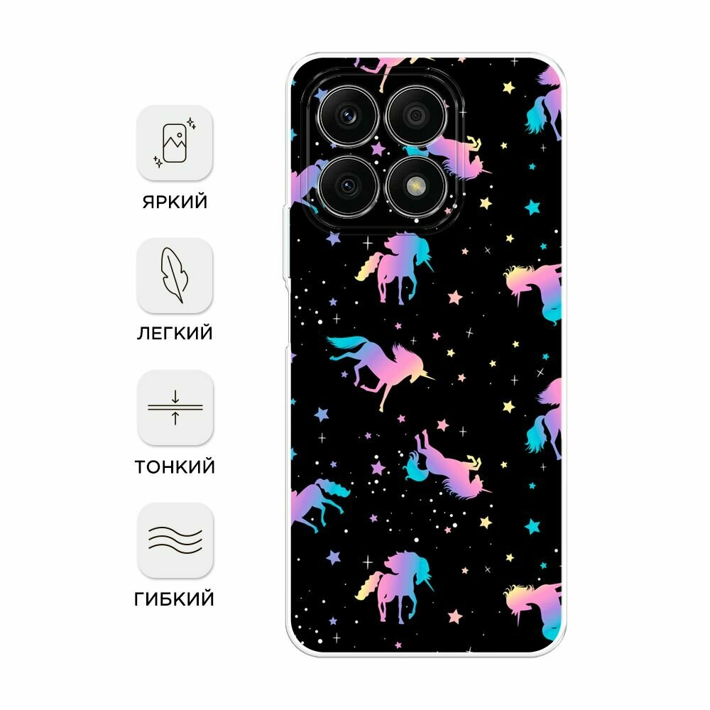 Чехол на Honor X8A / Хонор X8A с принтом "Единороги градиент" — фото 1