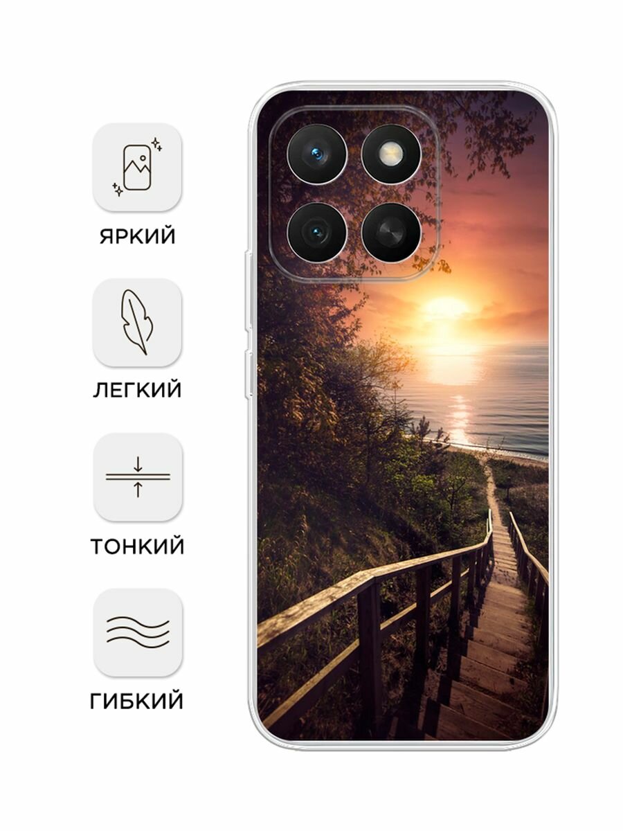 Силиконовый чехол на Honor X8c / Хонор X8c с принтом "Мост у воды" — фото 1