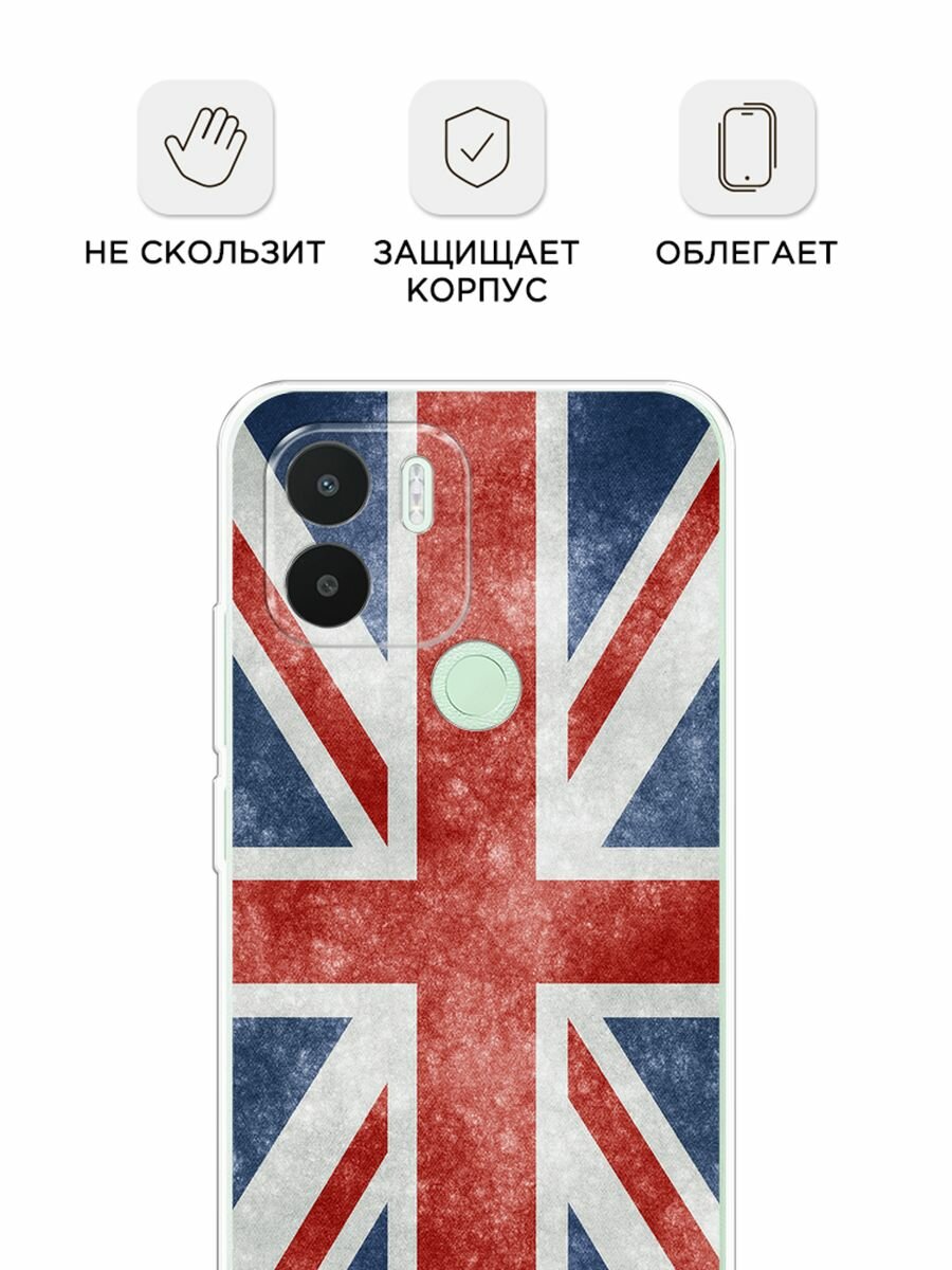 Чехол на Xiaomi Redmi A1+/Redmi A2+/Poco C51/C50 / Редми A1+ с принтом "Флаг Великобритании 1" — фото 1