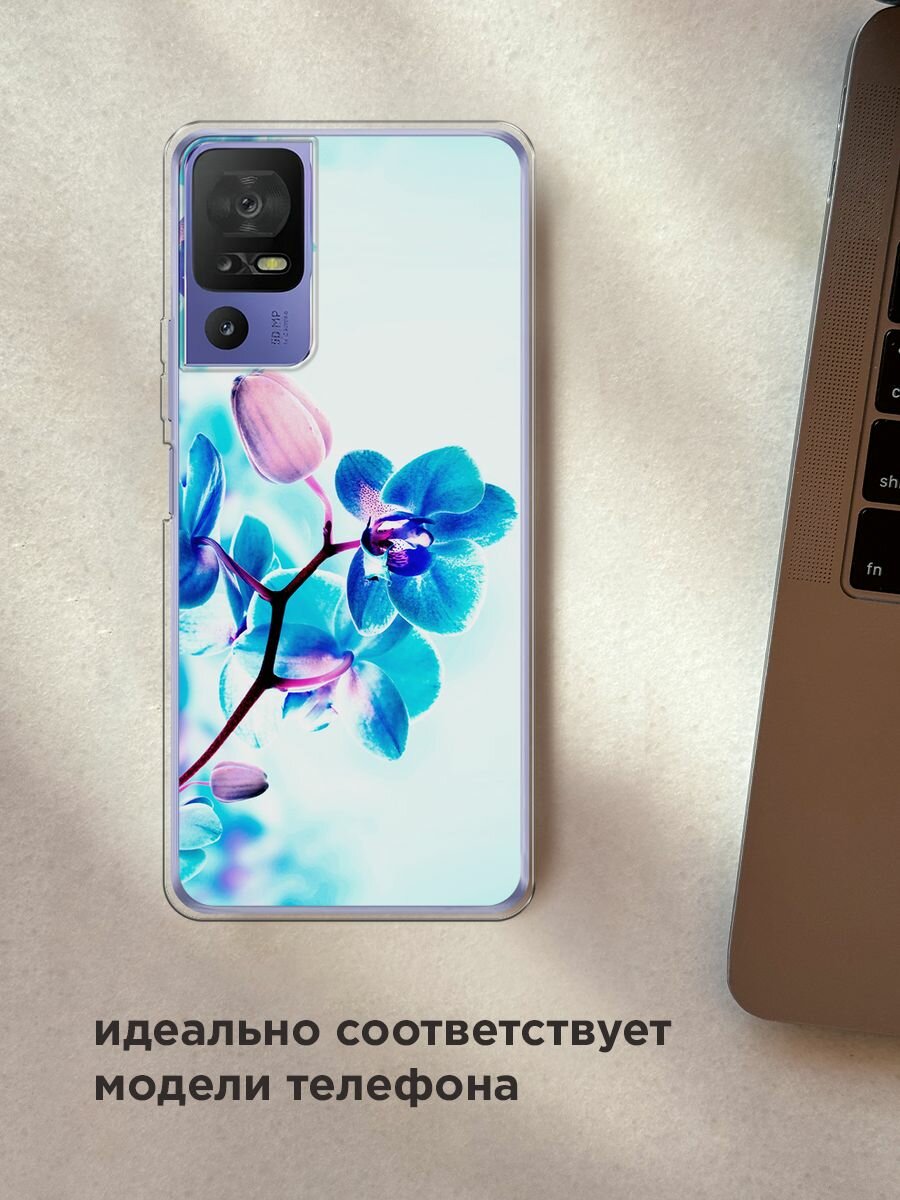 Силиконовый чехол на TCL 40 SE / ТСЛ 40 SE с принтом "Голубая орхидея" — фото 1