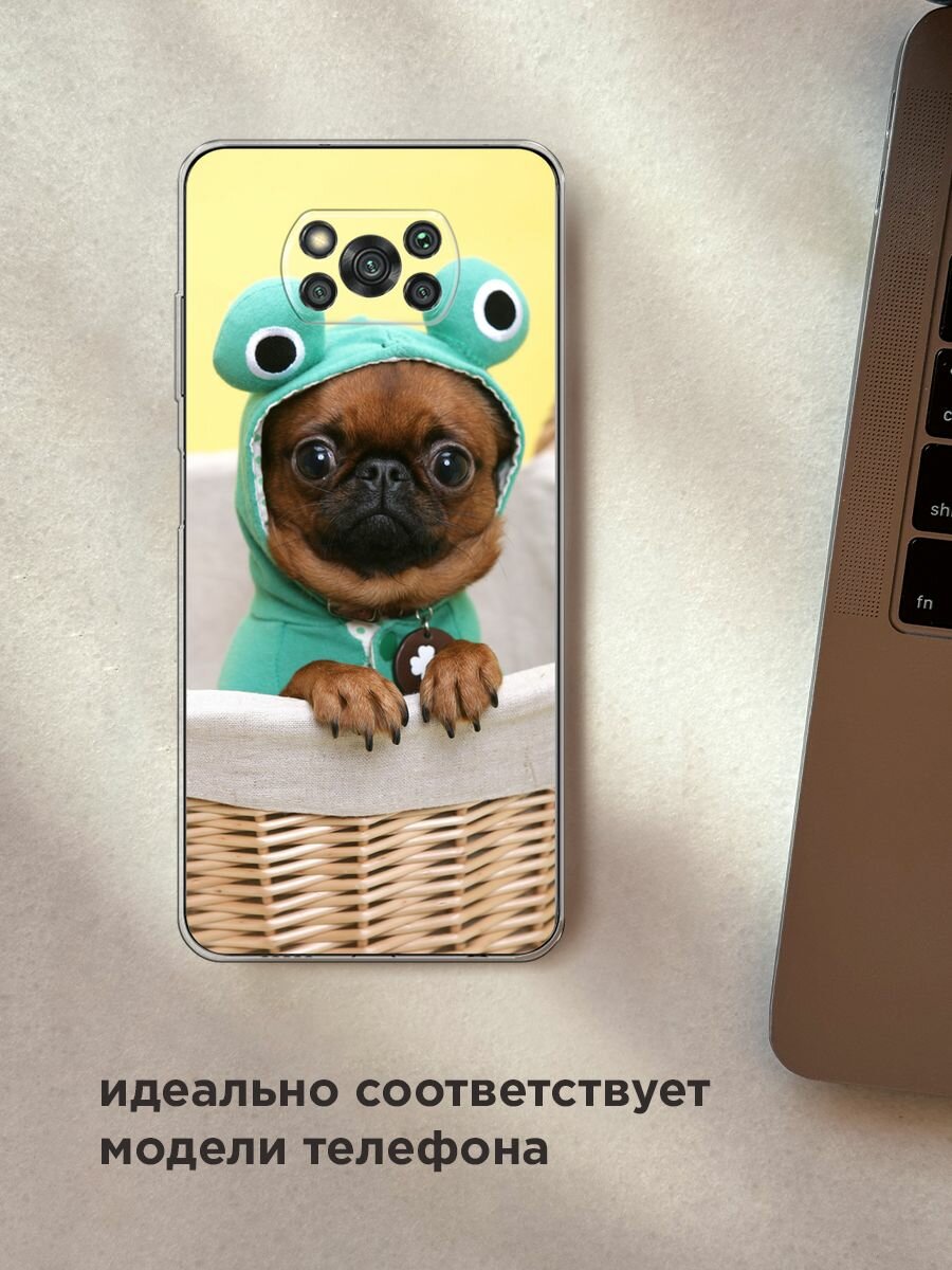 Чехол на Xiaomi Poco X3/X3 Pro / Поко X3/X3 Pro с принтом "Собачка в шапке лягушки" — фото 1