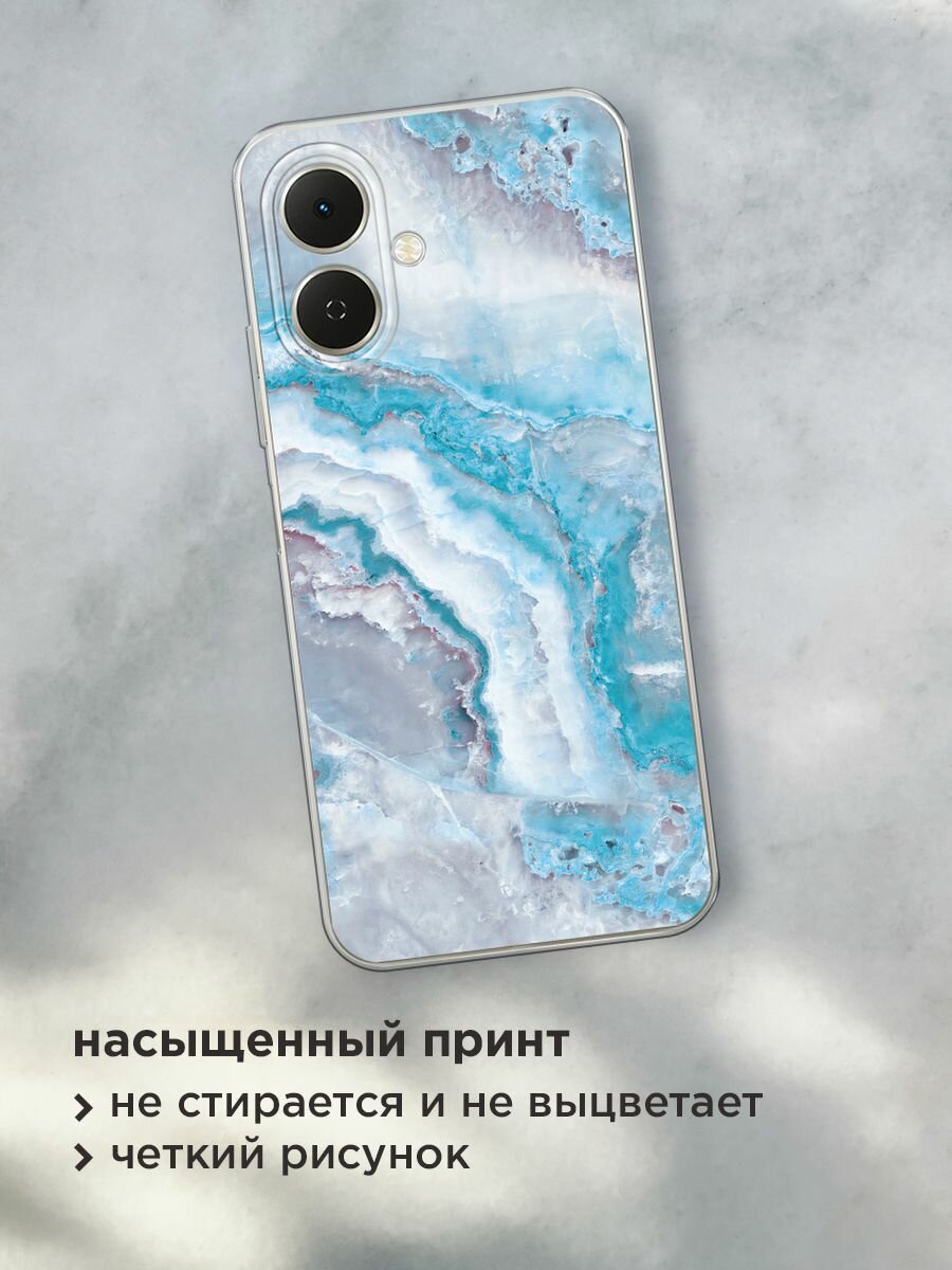 Чехол на Tecno Spark Go 2 / Текно Спарк Го 2 с принтом "Нежно-голубой мрамор" — фото 1