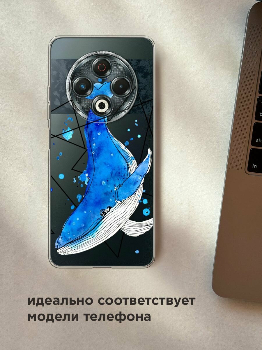 Чехол на Tecno Spark 30 / Текно Спарк 30 с принтом "Кит графика", прозрачный — фото 1
