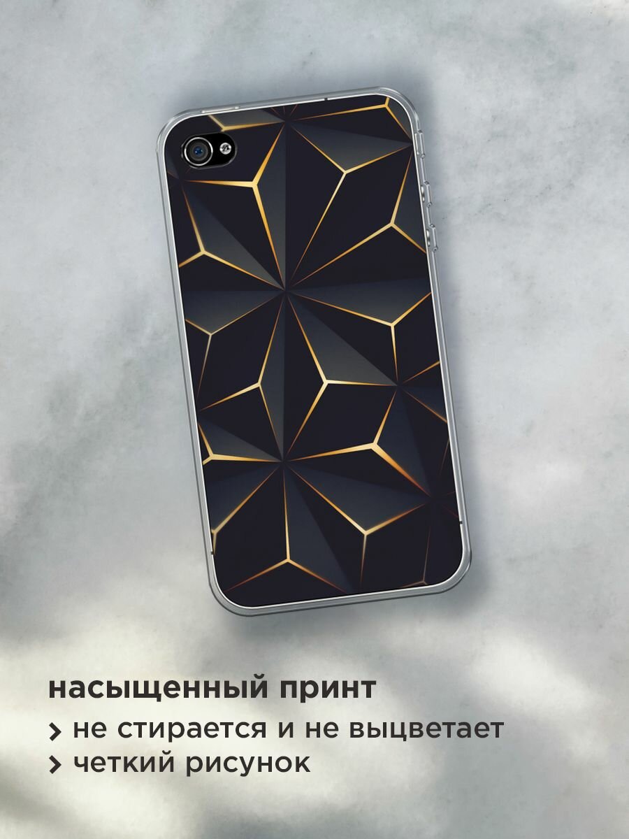 Чехол на Apple iPhone 4/4S / Айфон 4/4S с принтом "Черные полигоны" — фото 1