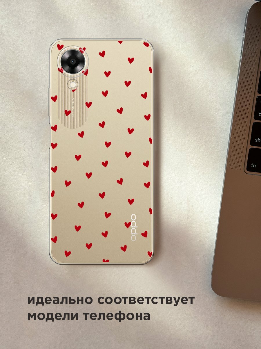 Чехол на Oppo A17K / Оппо A17K с принтом "Red hearts", прозрачный — фото 1