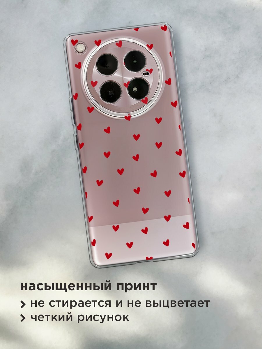 Чехол на Infinix Zero 40 4G / Инфиникс Зеро 40 4G с принтом "Red hearts", прозрачный — фото 1
