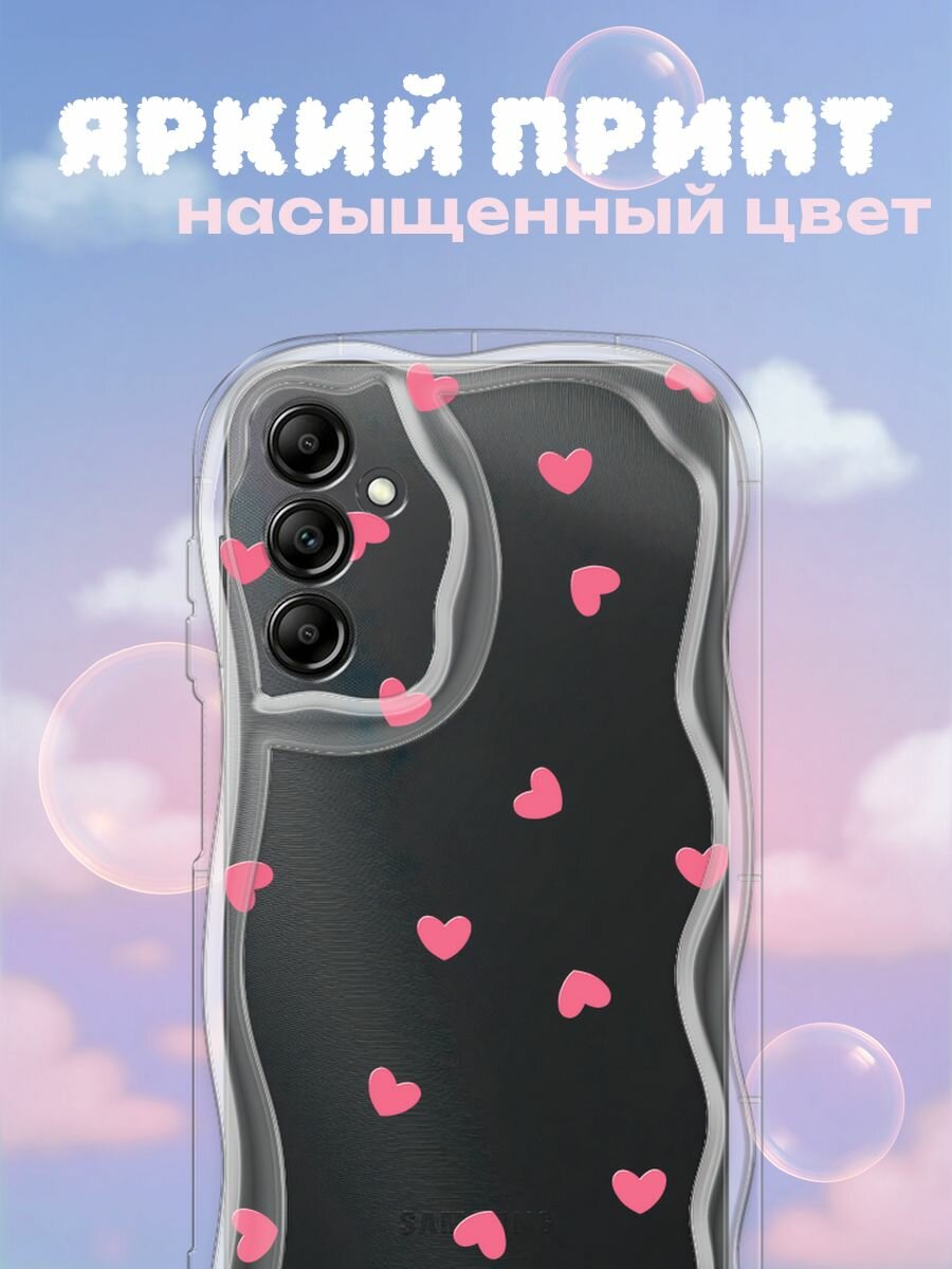 Чехол на Samsung Galaxy A15 / Самсунг А15 с принтом Паттерн розовые сердечки — фото 1