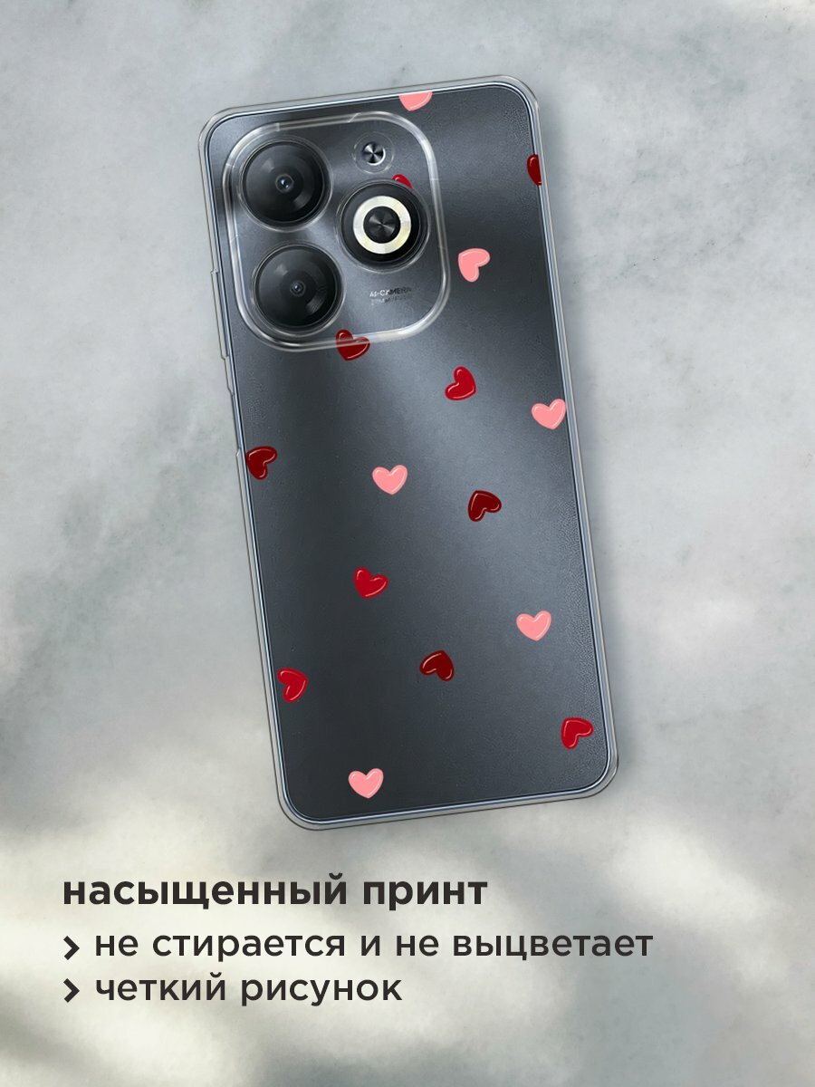 Чехол на Infinix Smart 8/8 HD/HOT 40i / Инфиникс Смарт 8/8 HD/HOT 40i с принтом "Бордовые сердечки 2" — фото 1