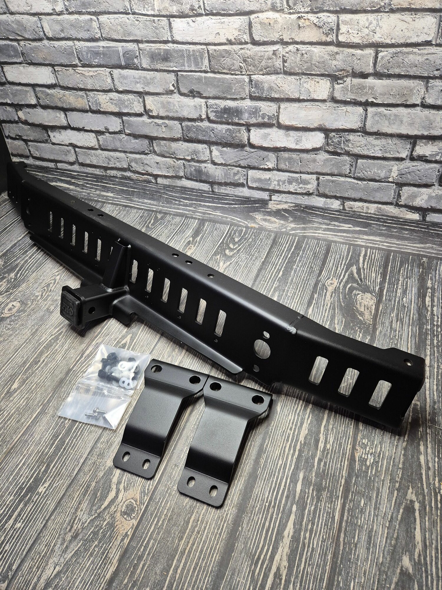 Фаркоп РИФ передний (переходник) для съёмной лебёдки с защитой радиатора на ГАЗ Соболь NN 4х4