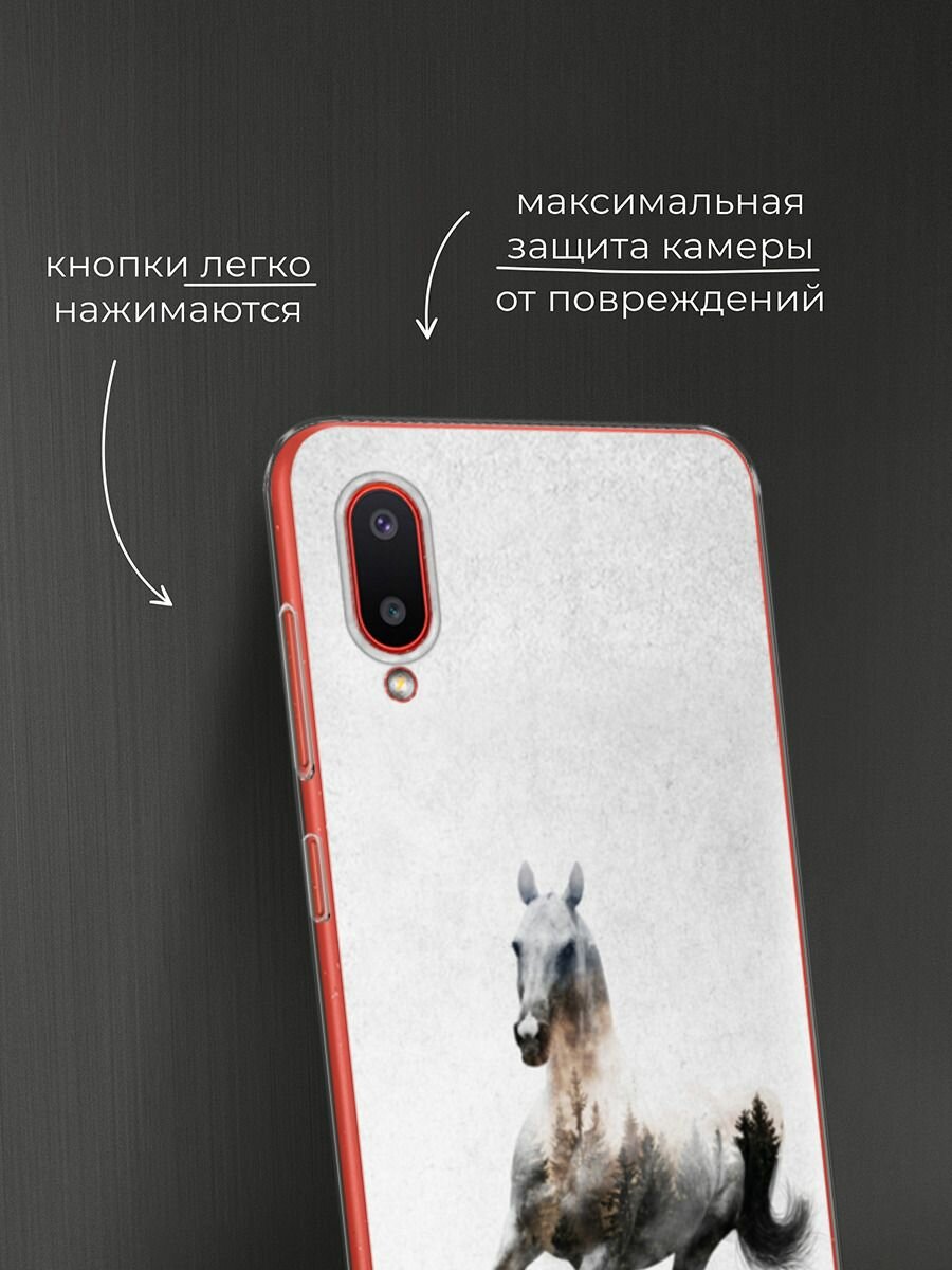 Чехол на Samsung Galaxy A02 / Самсунг Галакси А02 с принтом "Лошадь лес" — фото 1