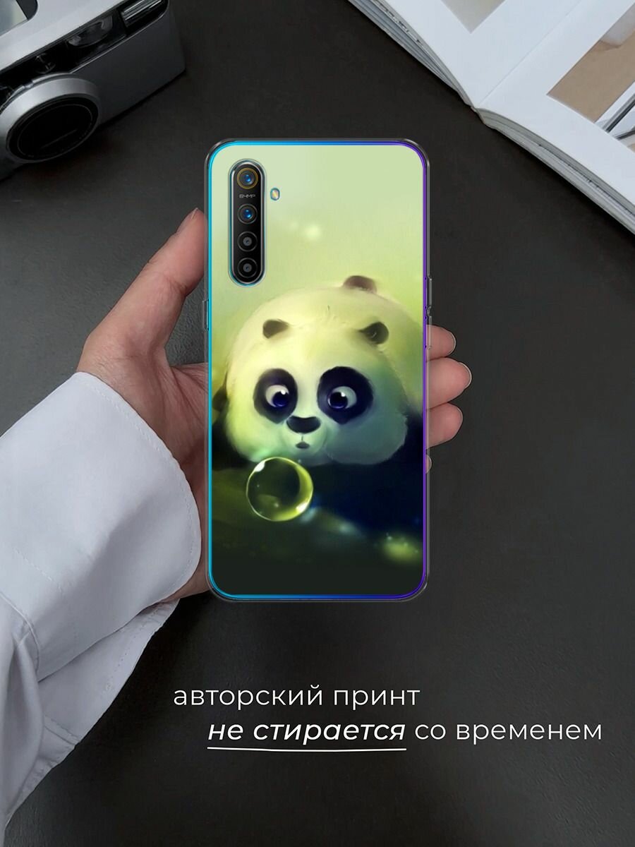 Силиконовый чехол на Realme XT / Реалми XT с принтом "Малыш панды" — фото 1