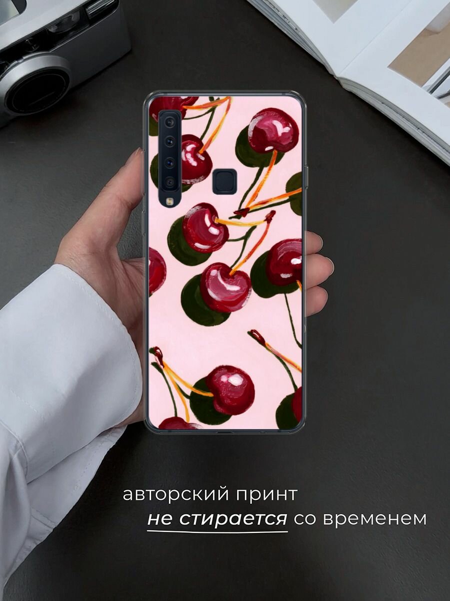 Чехол на Samsung Galaxy A9 2018 / Самсунг Галакси А9 2018 с принтом "Нарисованная вишня" — фото 1