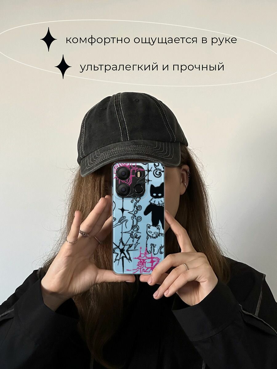 Чехол на Tecno Pop 7 / Текно Поп 7 с принтом "Готические котики" — фото 1