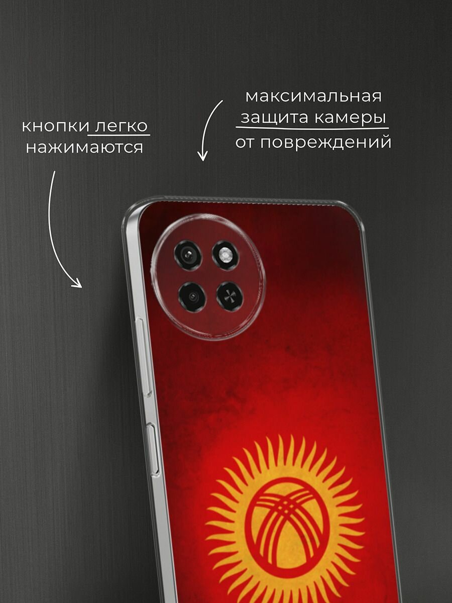 Силиконовый чехол на Itel S23 / Ител S23 с принтом "Флаг Киргизии" — фото 1